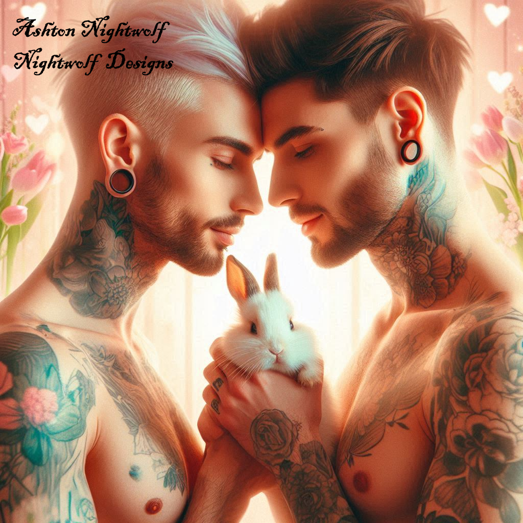 Male Couple with Bunny Easter AI Artwork - nightwolfdesigns.click