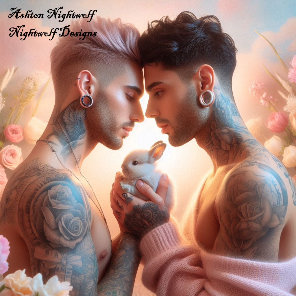 Male Couple with Bunny Easter AI Artwork - nightwolfdesigns.click